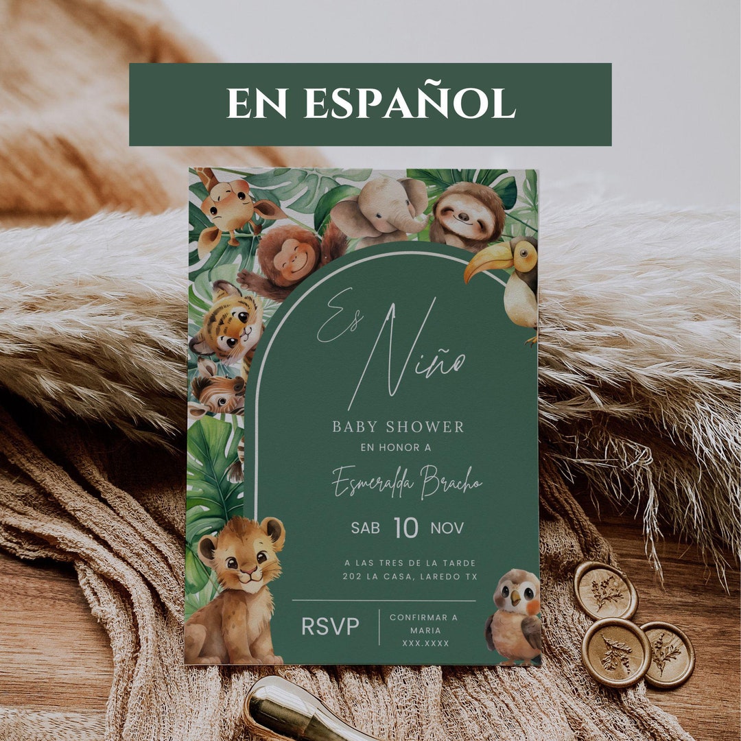 Editable Spanish Baby Shower Invitation Editable Oh Boy Safari Baby ...