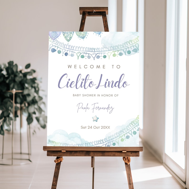 Cielito Lindo Welcome Sign Baby Shower Paper Picado Printable Sign ...