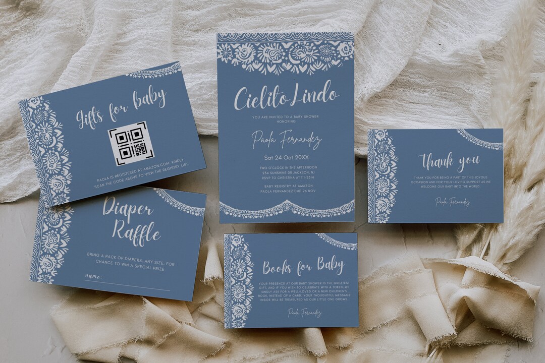 Editable Cielito Lindo Baby Shower Invitation Set With Cards Talavera ...
