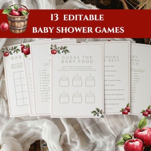 Printable and Editable Baby Shower Games Apple of Our Eye - Fall Shower ...