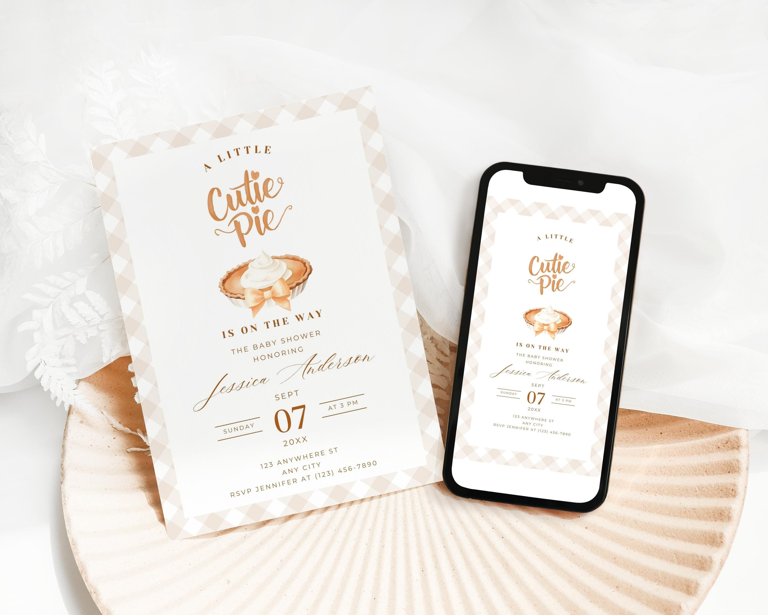 Editable A Little Cutie Pie is on the Way Invitation | Sweet as Pie ...