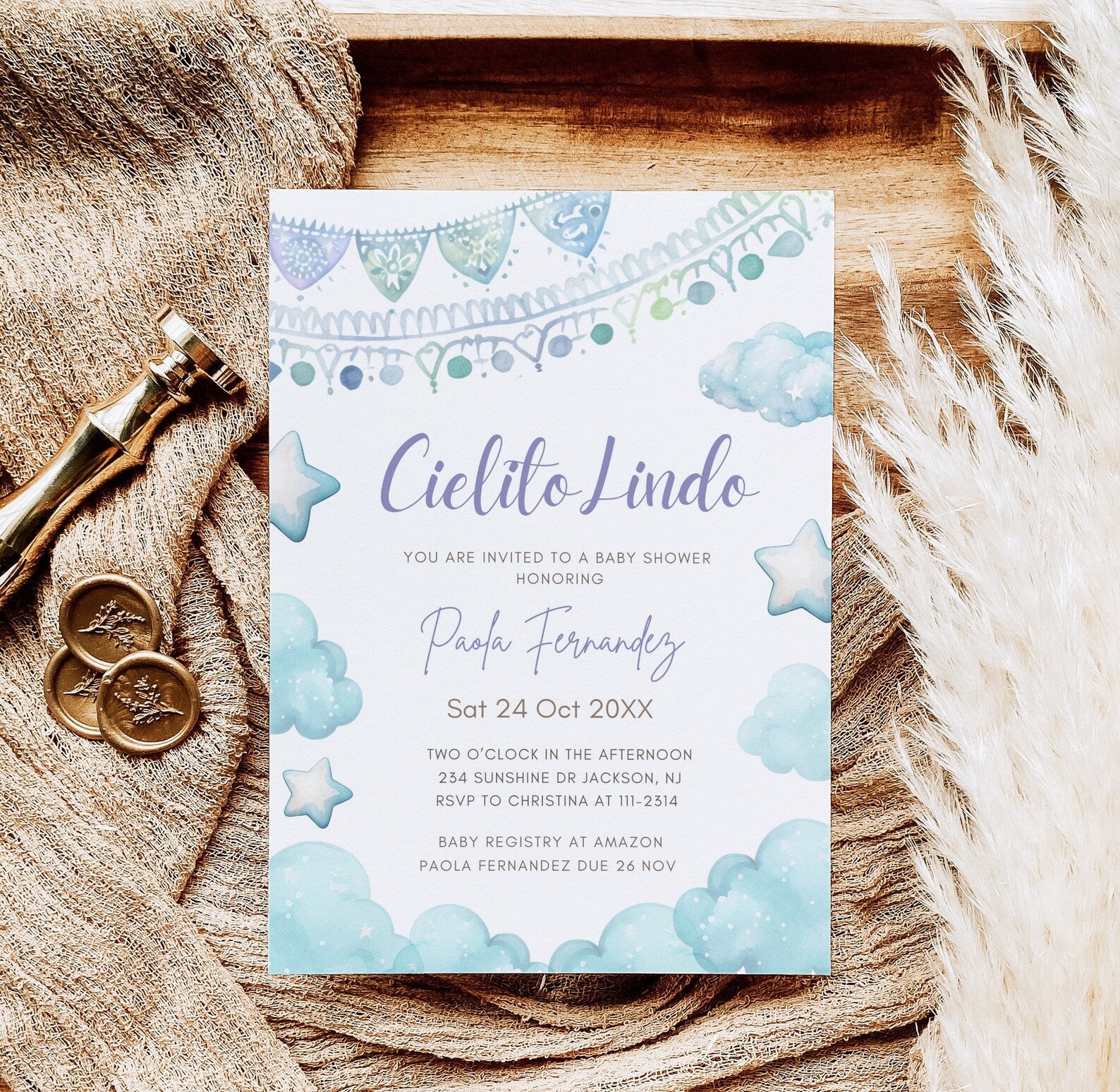 Editable Cielito Lindo Baby Shower Invitation Talavera Theme Baby ...