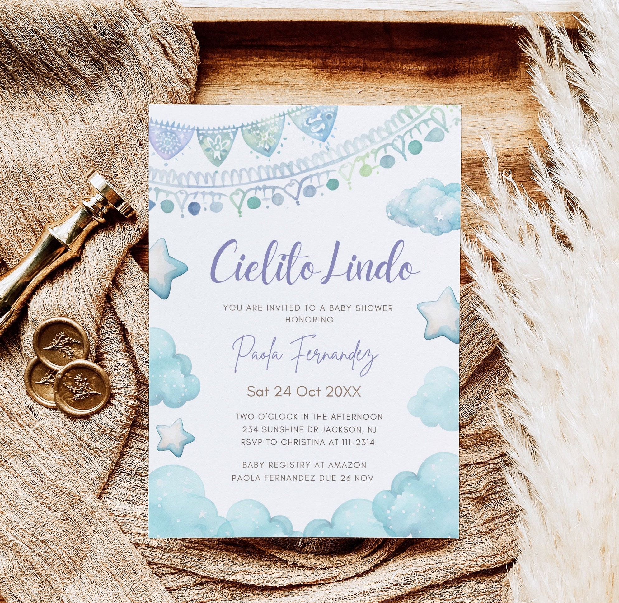 Editable Cielito Lindo Baby Shower Invitation Talavera Theme Baby ...