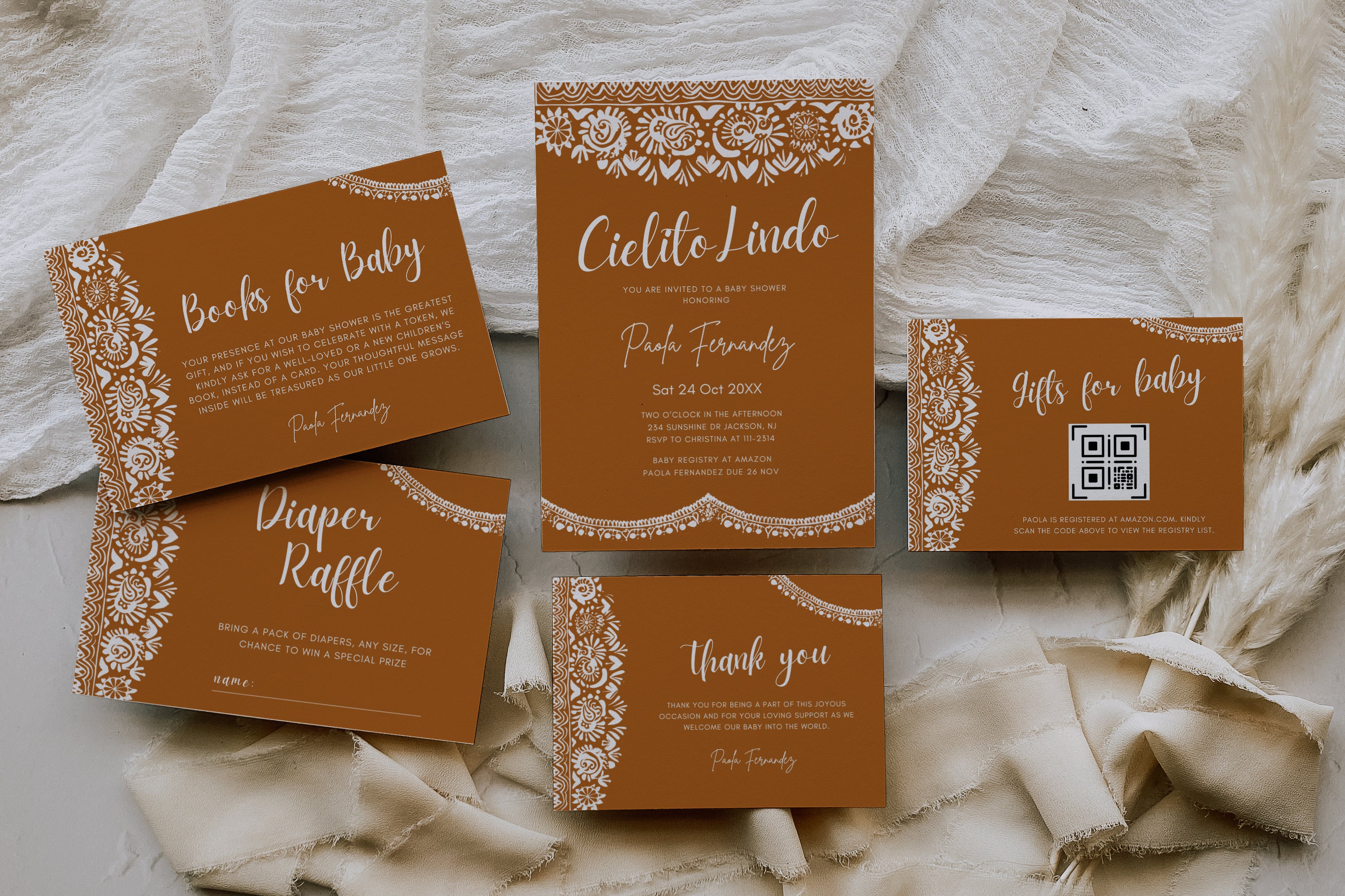 Editable Cielito Lindo Boho Baby Shower Invitation Set Talavera Theme ...