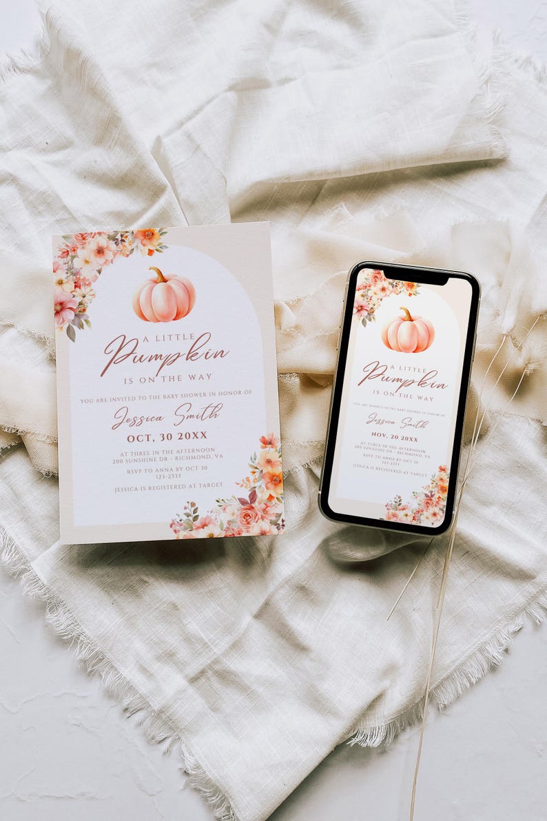 A Little Pumpkin Baby Shower Welcome Sign, Autumn Fall Instant Editable ...