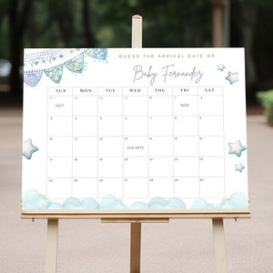 Editable Cielito Lindo Baby Shower Guess the Due Date Calendar Talavera ...