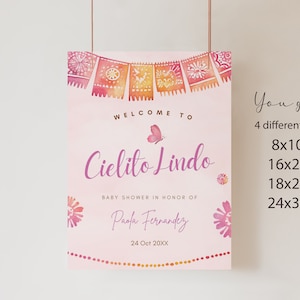 Cielito Lindo Welcome Sign Baby Shower Pink Baby for Girl Shower Paper ...