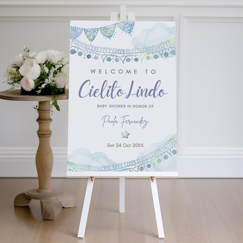 Cielito Lindo Welcome Sign Baby Shower Paper Picado Printable Sign ...