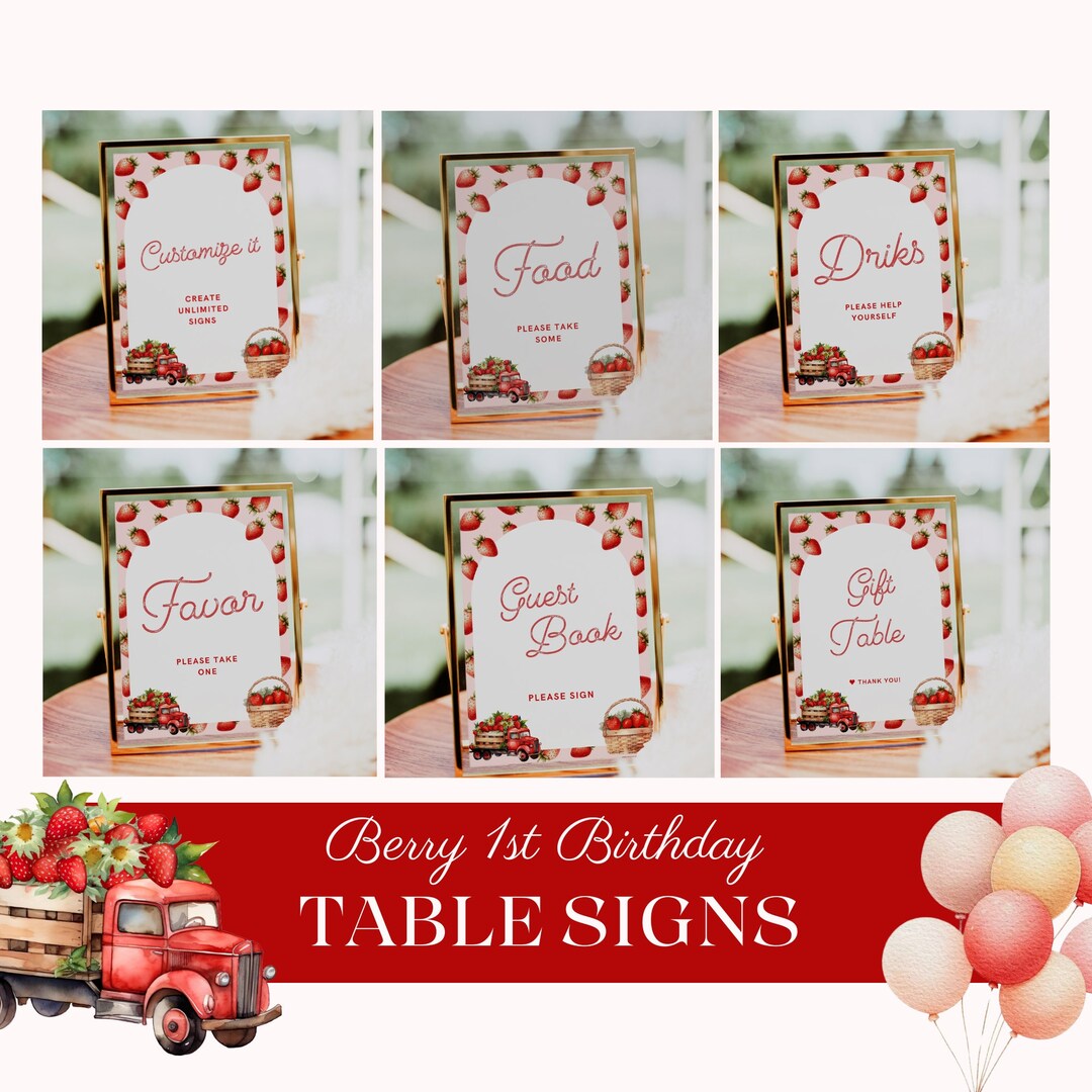 Strawberry Birthday Party Decor | Berry Sweet One Theme | Berry First ...