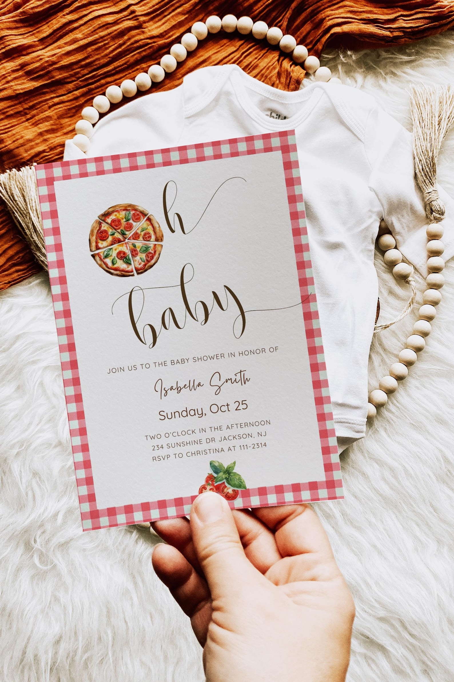 Gender Neutral Baby Shower | Pizza Baby Shower Digital Invite | Instant ...