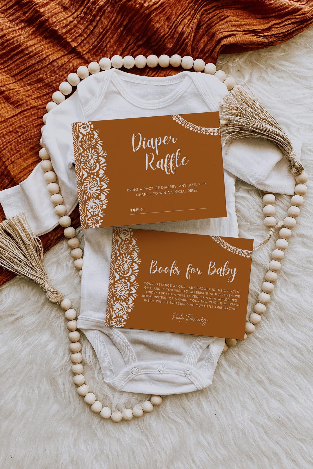 Editable Cielito Lindo Boho Baby Shower 5x3.5" Cards Set Talavera Theme ...