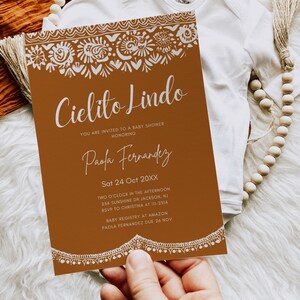 Editable Cielito Lindo Boho Baby Shower Invitation Set Talavera Theme ...