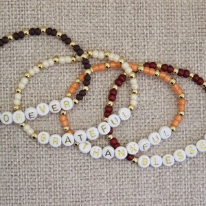 Fall Beaded Word Bracelet: Thankful, Grateful, Blessed - Thanksgiving ...