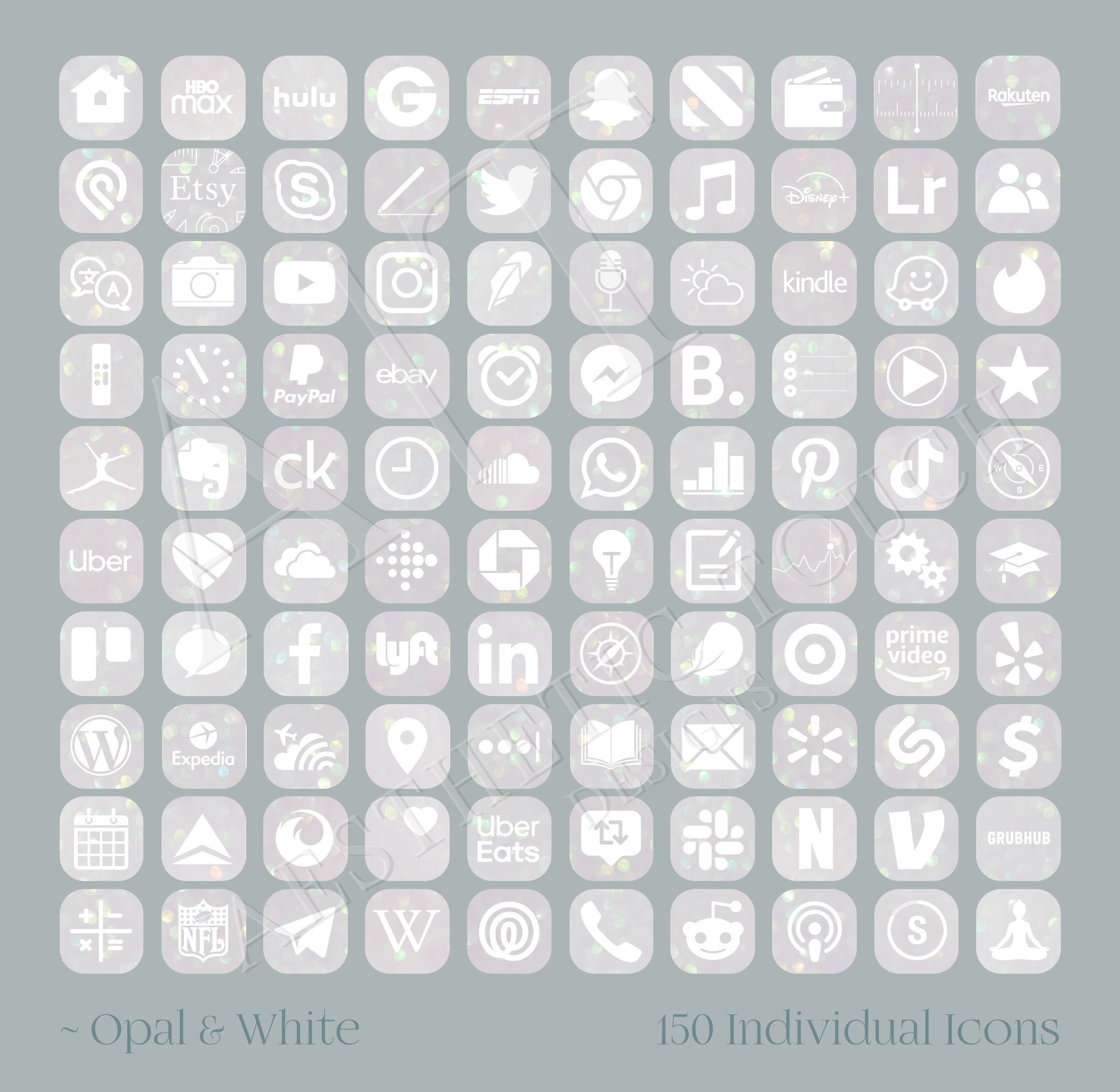 Ios14 Water Opal Icon Pack | Teal iPhone IOS14 App Icons Bundle ...