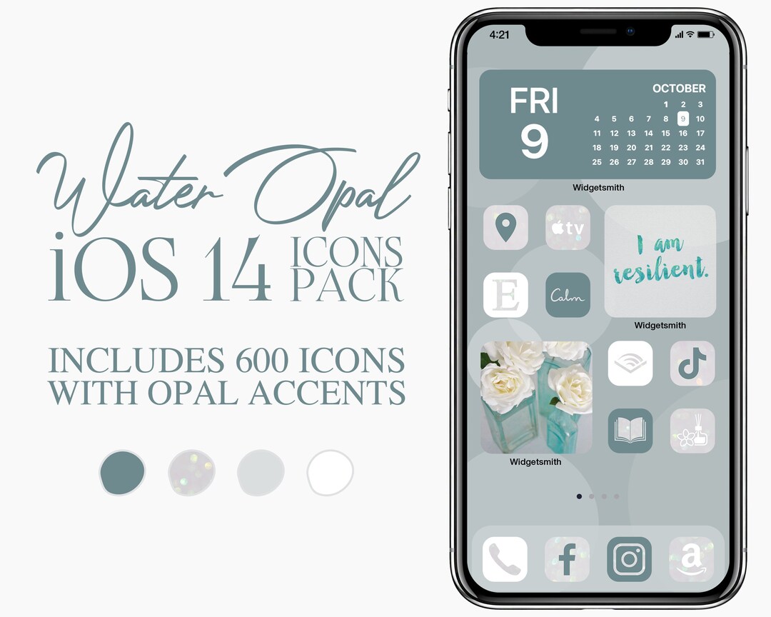 Ios14 Water Opal Icon Pack | Teal iPhone IOS14 App Icons Bundle ...