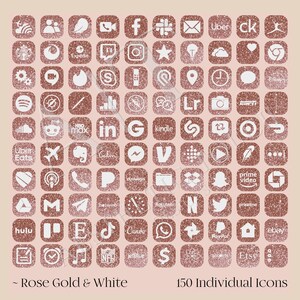 Ios14 Rose Gold Glitter Icon Pack | Rose Gold iPhone IOS14 App Icons ...