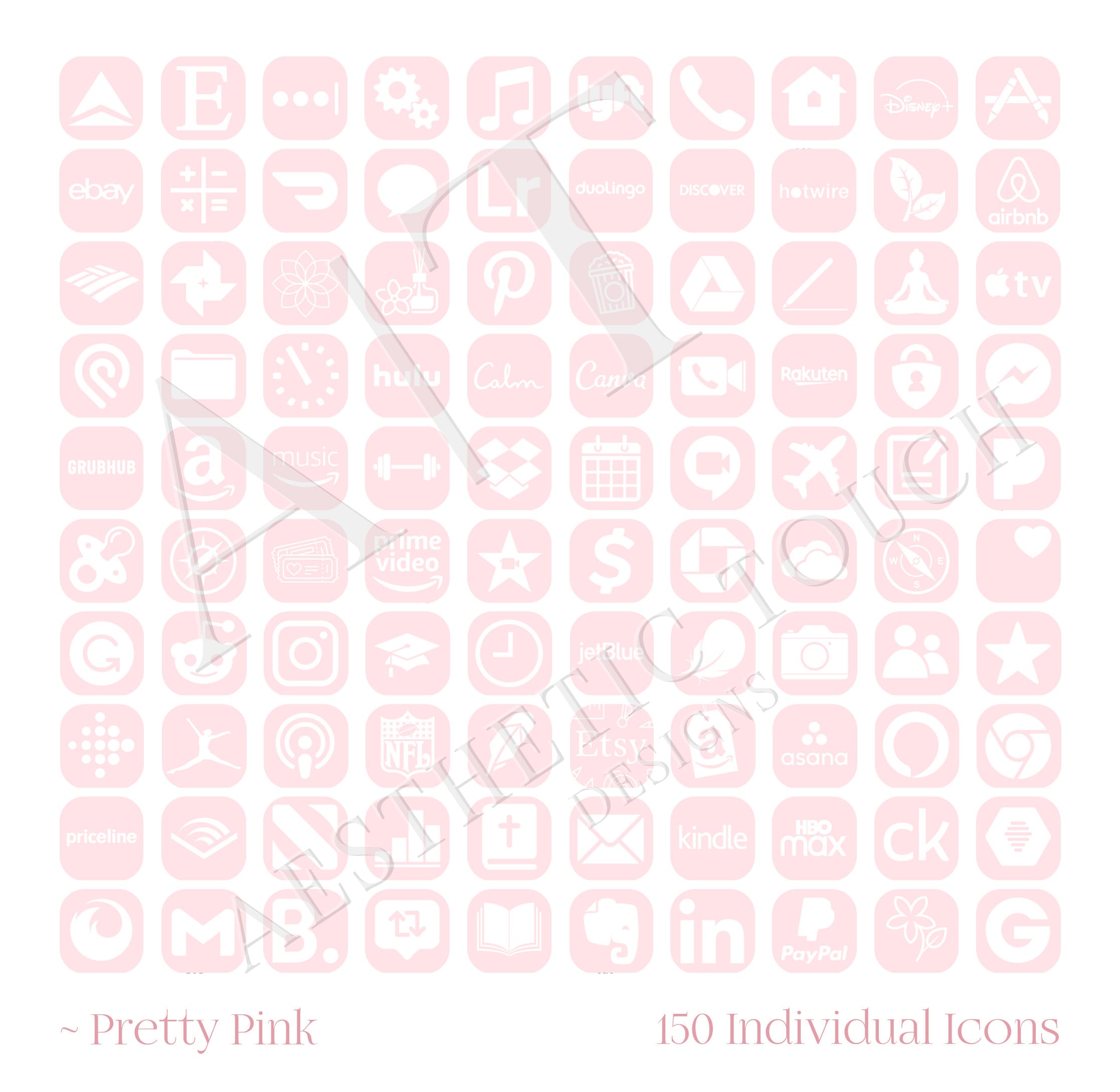 Ios14 Pretty Pink Icon Pack Pink and White Iphone IOS 14 App - Etsy