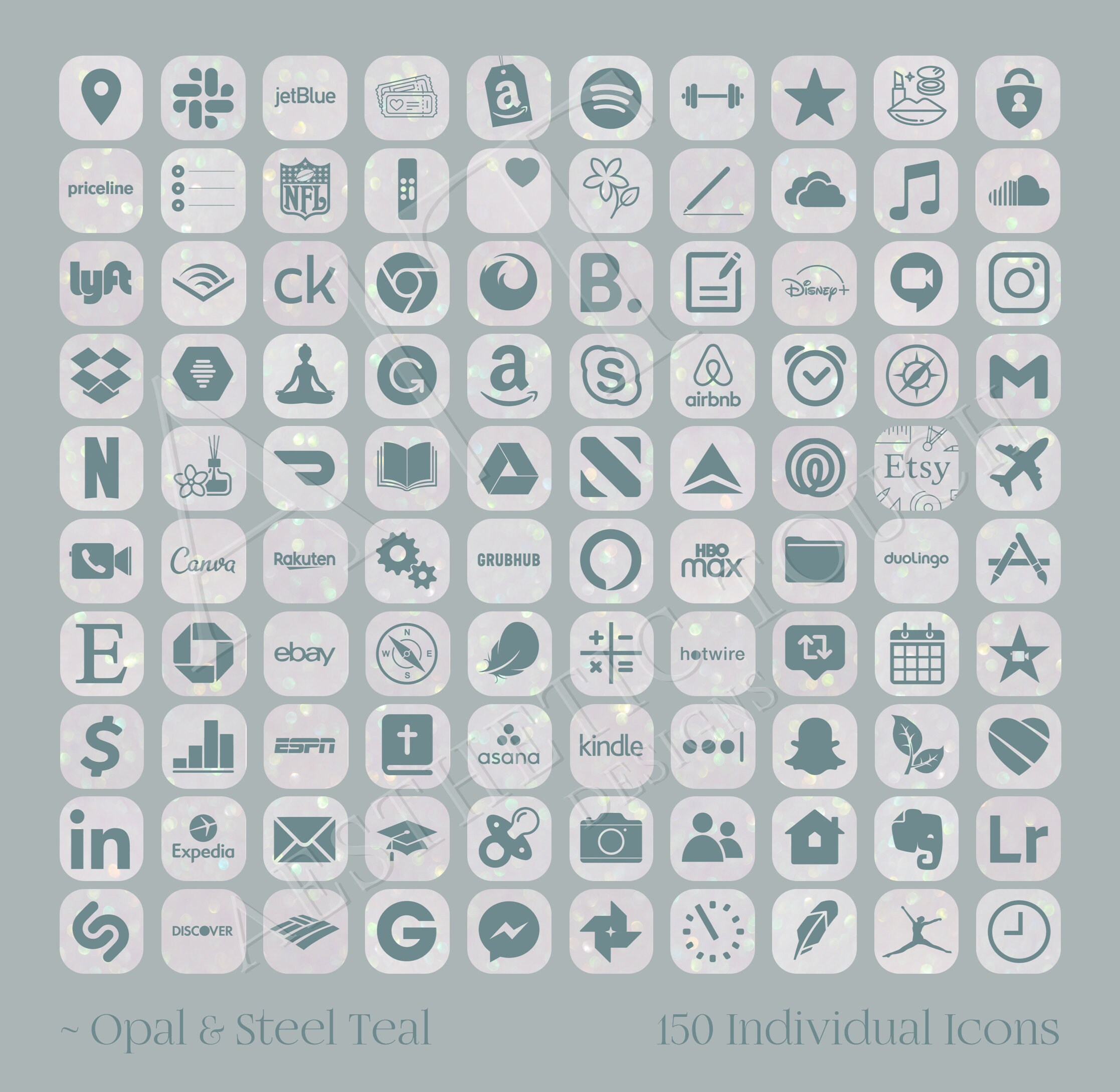 Ios14 Water Opal Icon Pack Teal Iphone IOS14 App Icons - Etsy