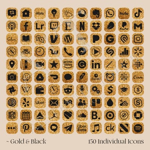 Ios14 Gold Glitter Icon Pack | Gold iPhone IOS14 App Icons Bundle ...