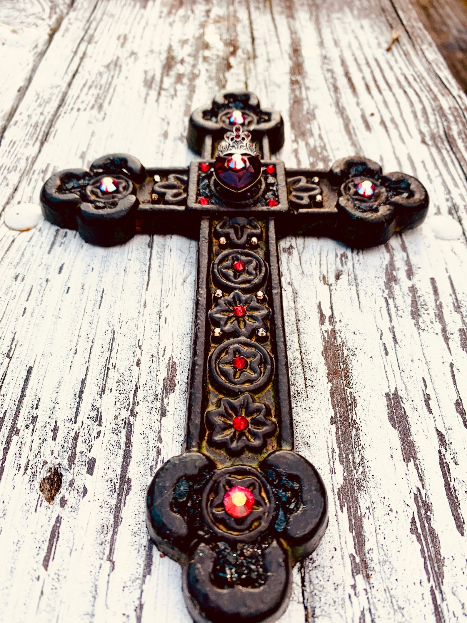 Wall Crucifix Wall Cross With High-end Austrian Crystals Black ...
