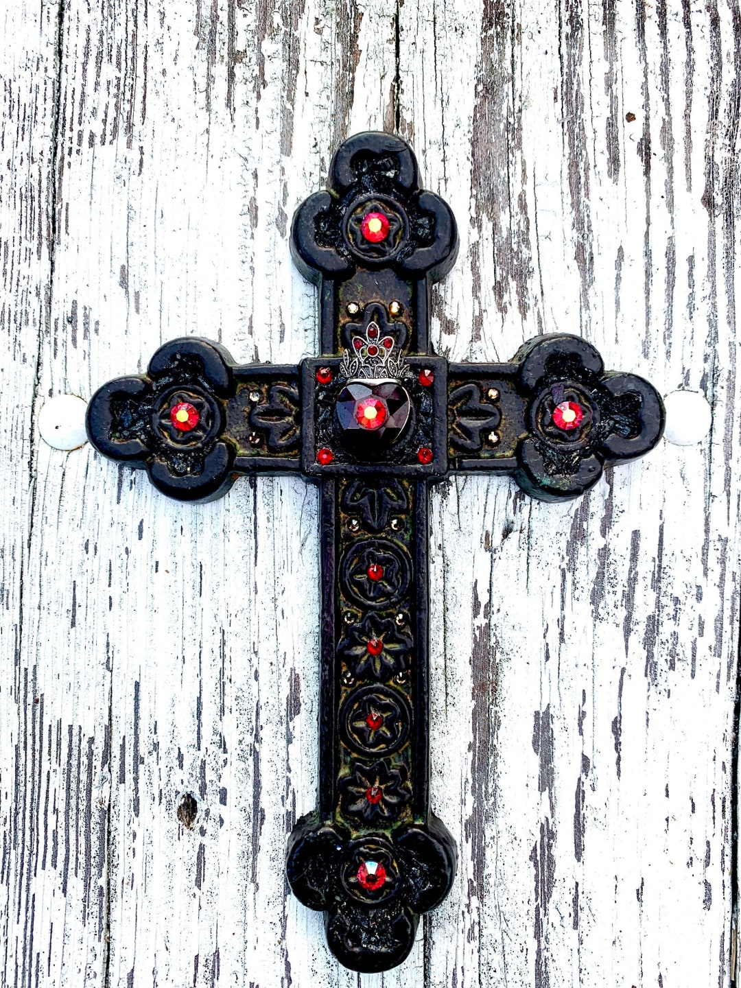 Wall Crucifix | Wall Cross With High-end Austrian Crystals | Black ...