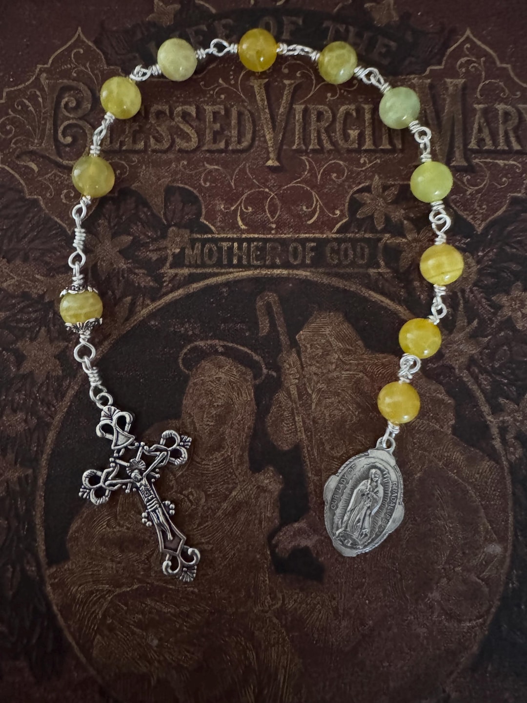 Hand Wire Wrapped, Fire Agate, Our Lady of Guadalupe, One Decade ...