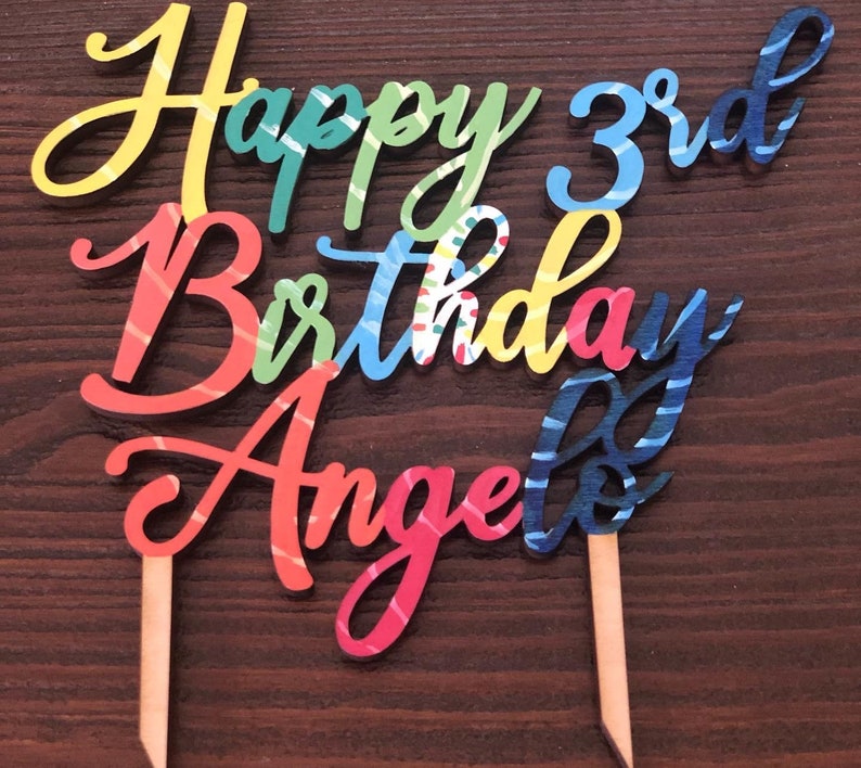 Happy Birthday Cake Topper / Personalized Cake Toppers / Wood Cake ...