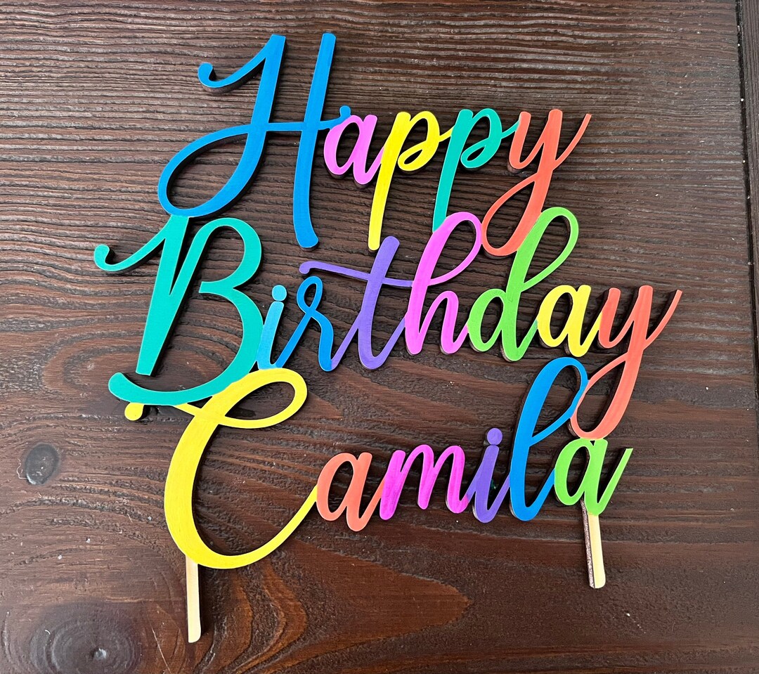 Happy Birthday Cake Topper / Personalized Cake Toppers / Wood Cake ...