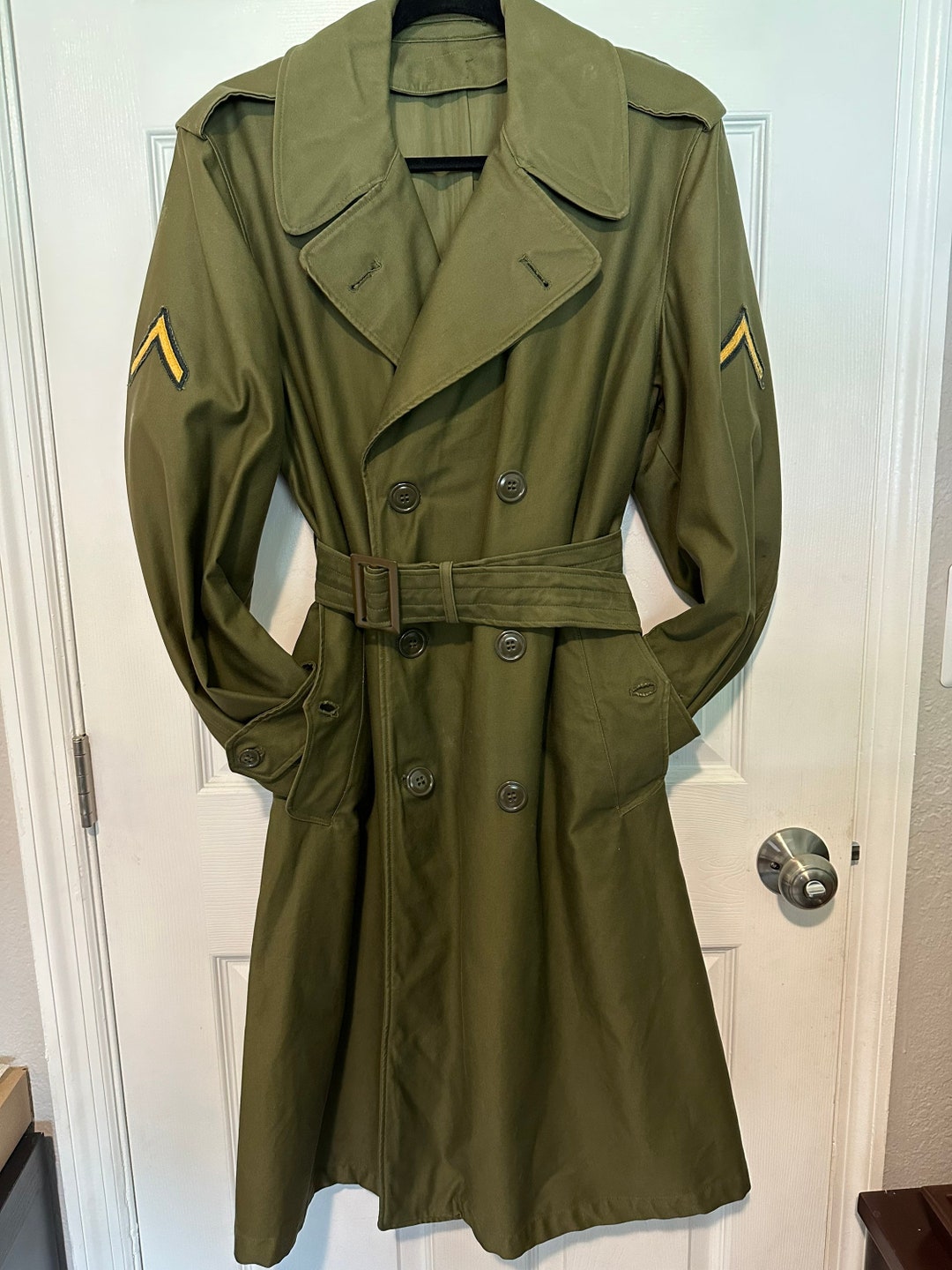 Vintage 1960s Military Trench Coat Green Vintage Trench Coat - Etsy