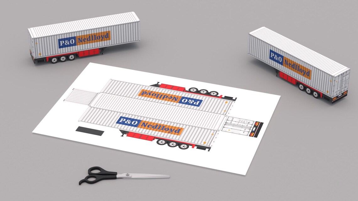 Paper Model - Semi Trailer, P&R Container, DIY Printable Paper Model - Etsy