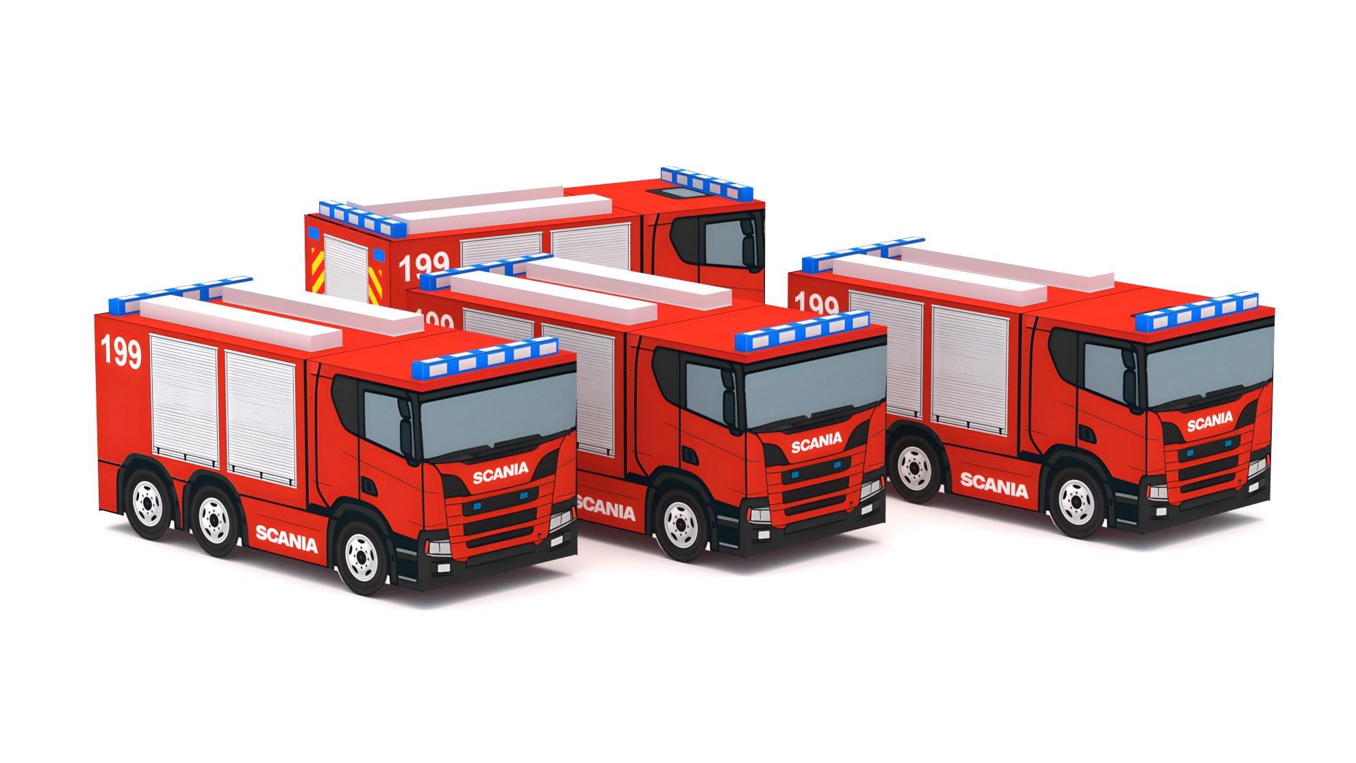 Paper Model - Scania Fire Truck, DIY Printable Paper Model - Etsy