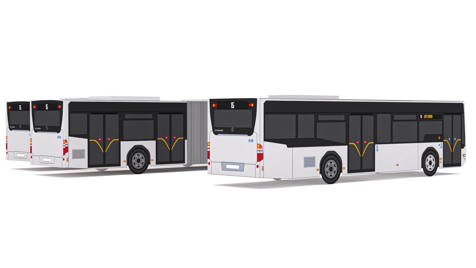 Paper Model - Mercedes Benz Citaro 4 and 2 Doors White, City Bus, DIY ...