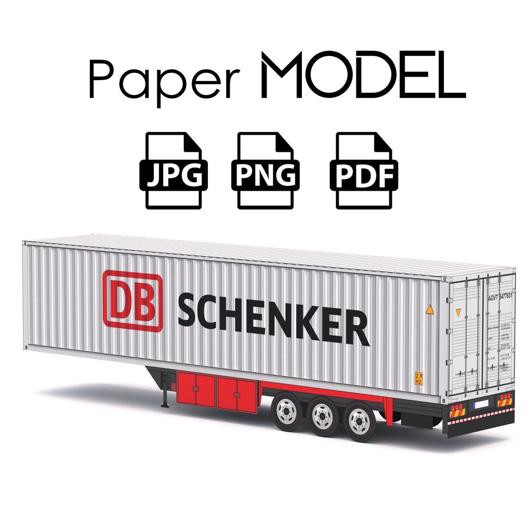 Paper Model - Semi Trailer, DB Schenker Container, DIY Printable Paper ...