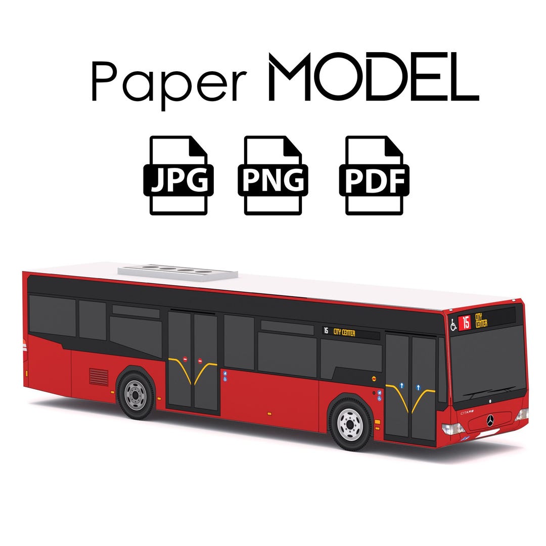 Paper Model - Mercedes Benz Citaro 2 Doors Red, City Bus, DIY Printable ...