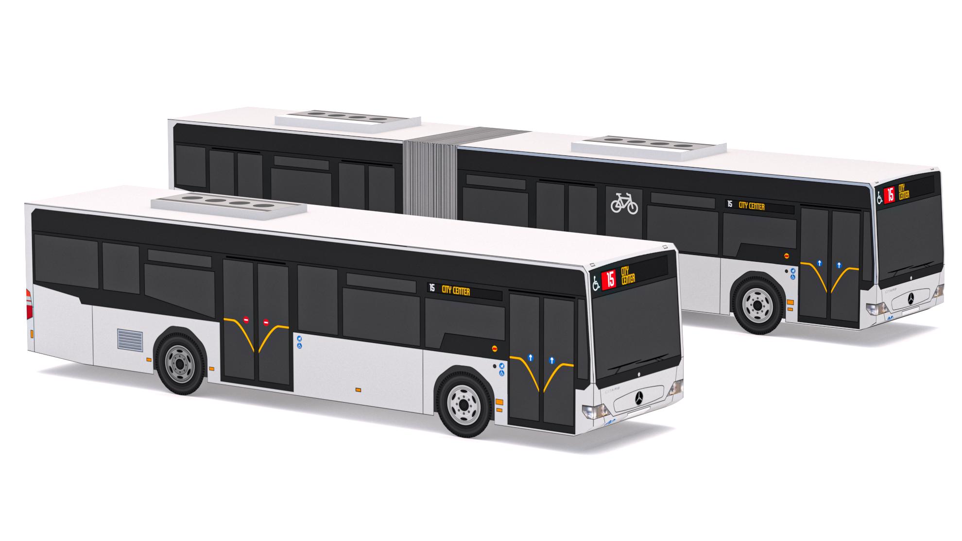 Paper Model - Mercedes Benz Citaro 4 and 2 Doors White, City Bus, DIY ...
