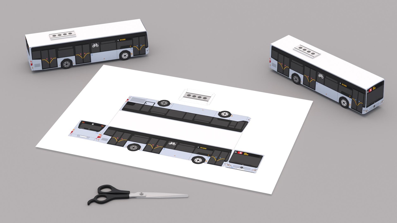 Paper Model - Mercedes Benz Citaro 3 Doors White, City Bus, DIY ...