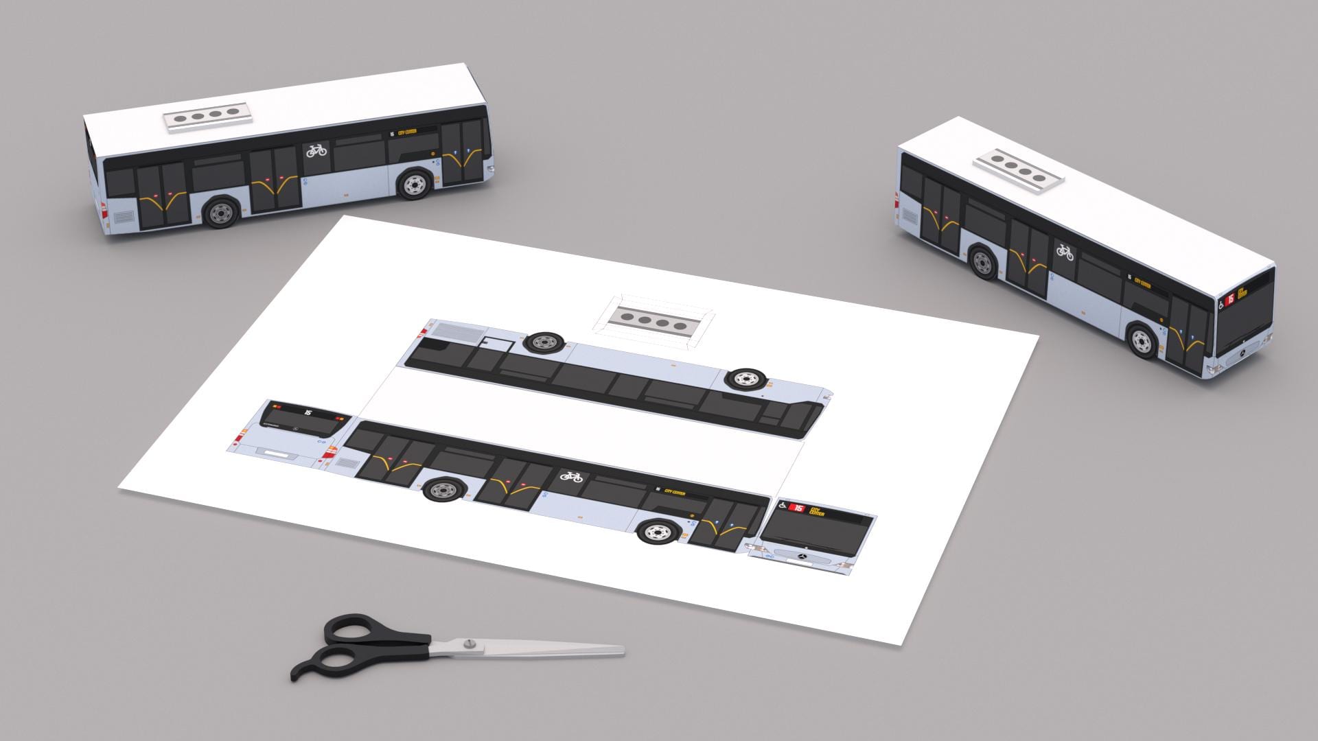 Paper Model - Mercedes Benz Citaro 3 Doors White, City Bus, DIY ...