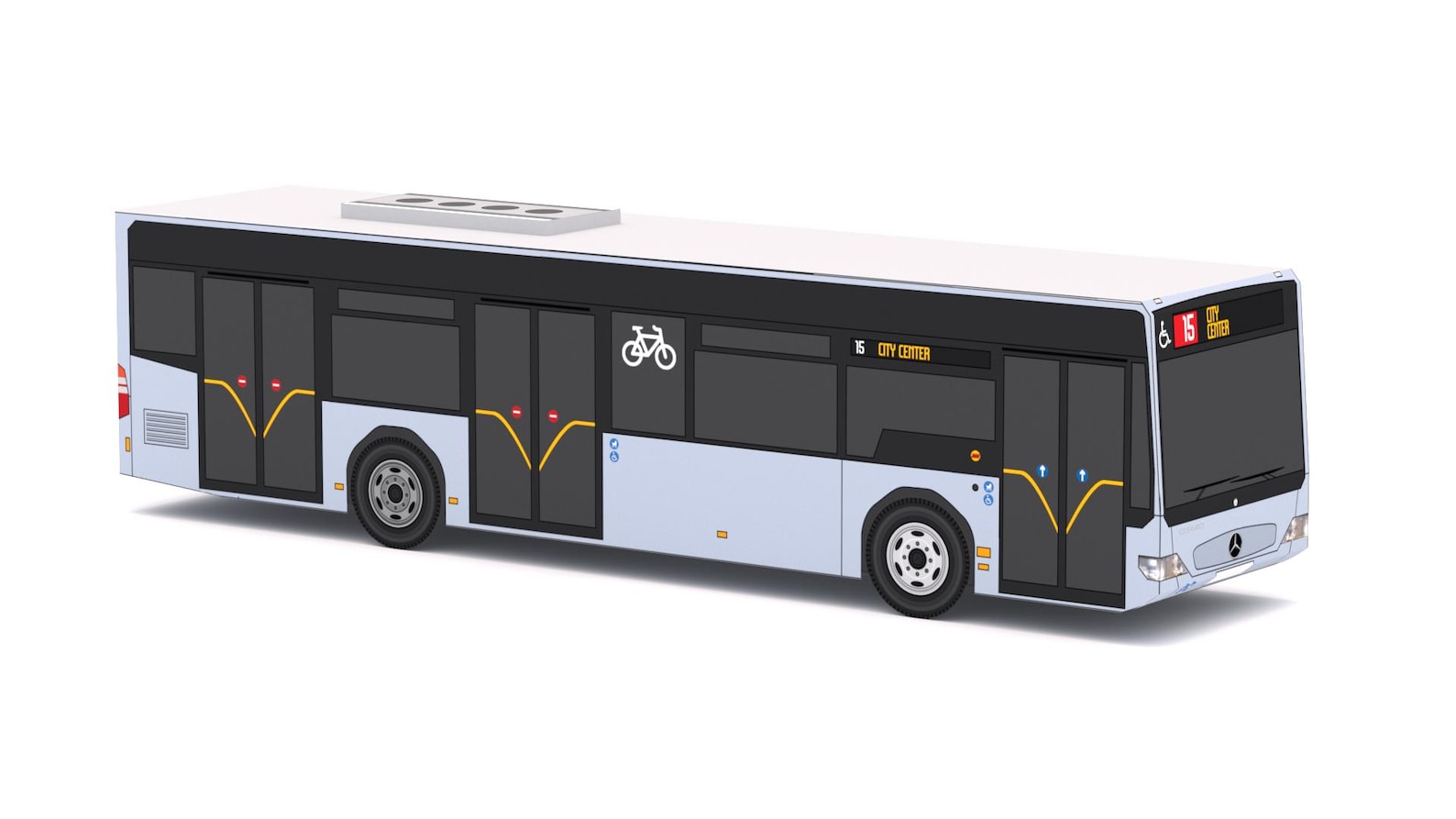 Paper Model - Mercedes Benz Citaro 3 Doors White, City Bus, DIY ...