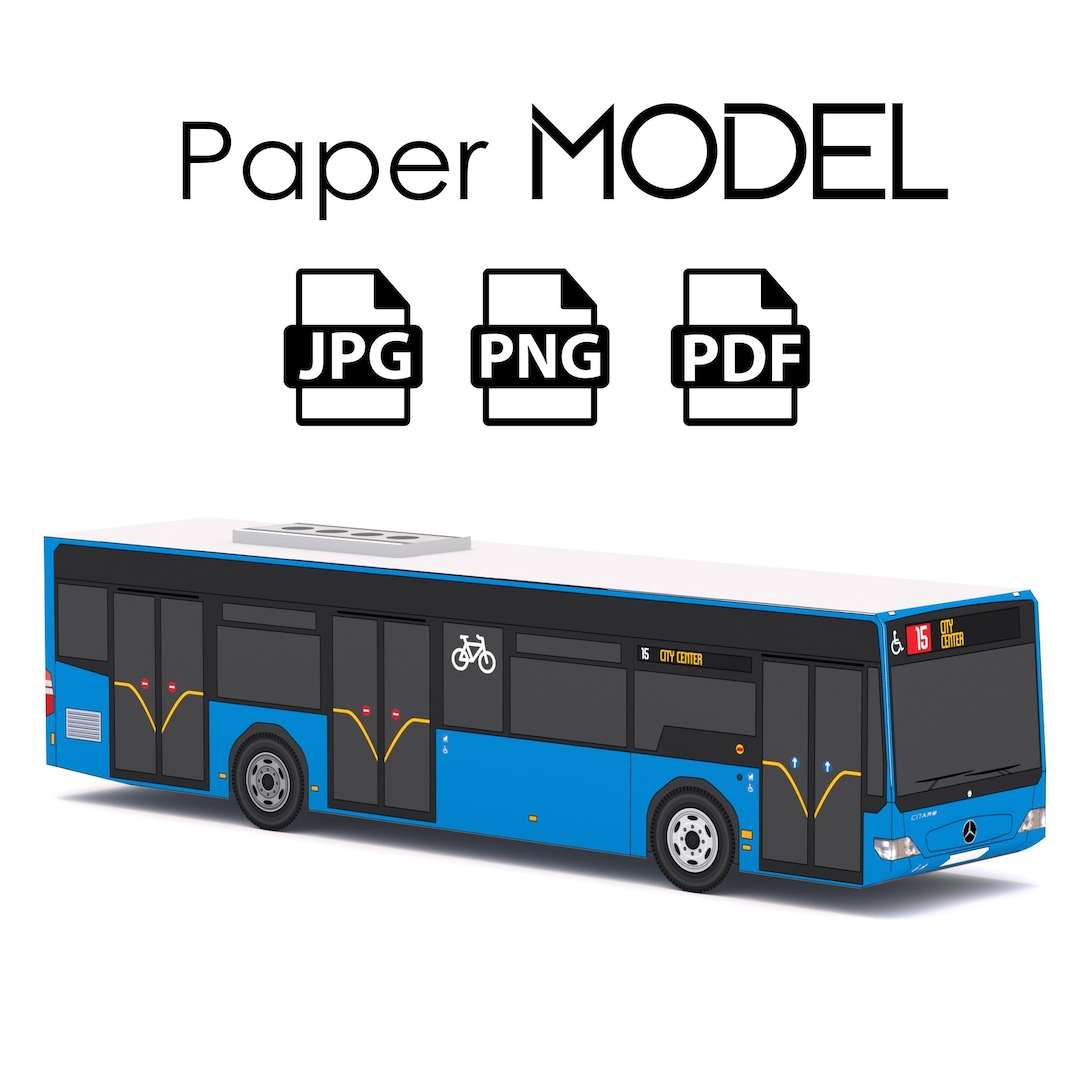 Paper Model - Mercedes Benz Citaro 3 Doors Blue, City Bus, DIY ...