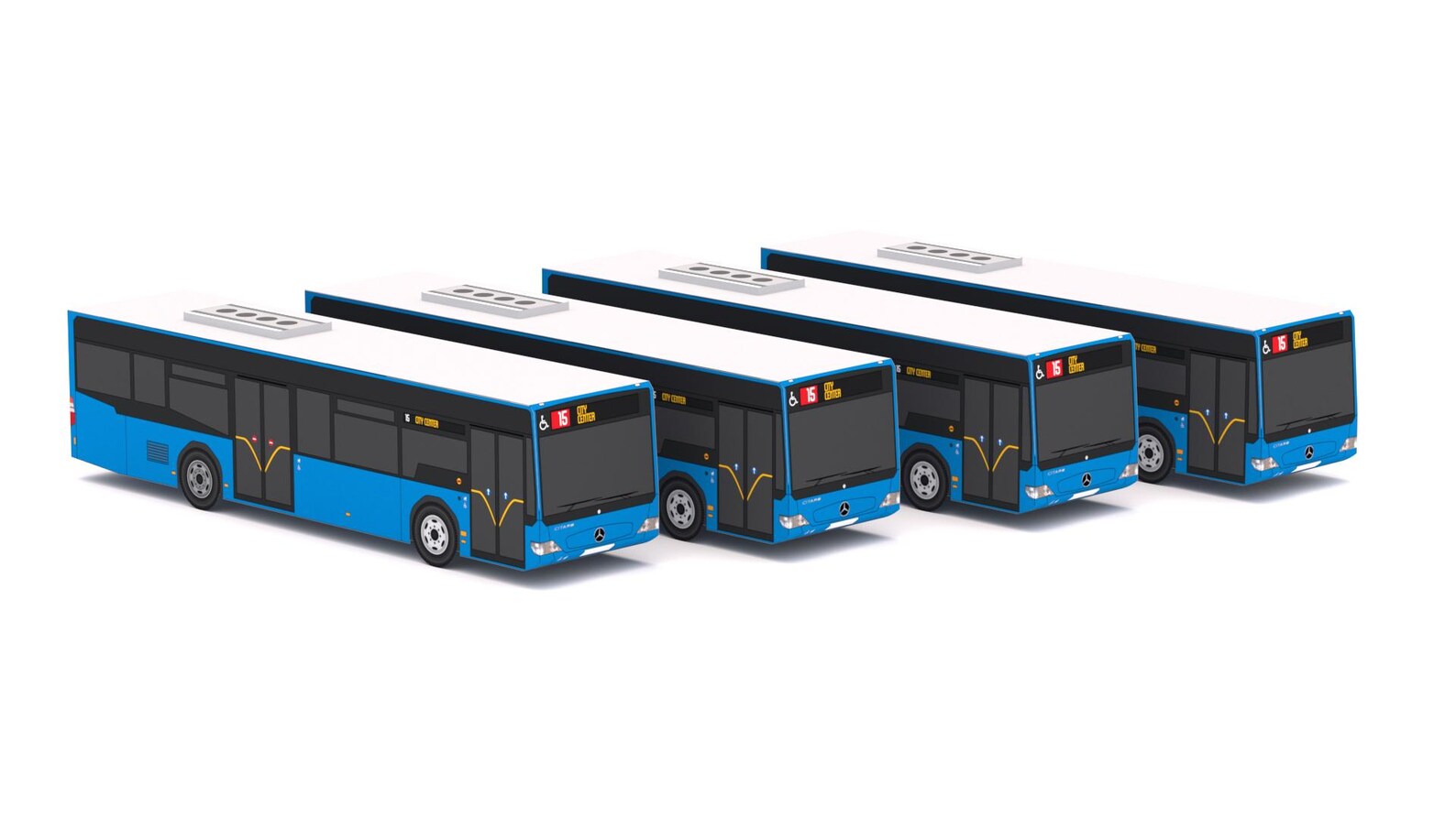 Paper Model - Mercedes Benz Citaro 2 Doors Blue, City Bus, DIY ...