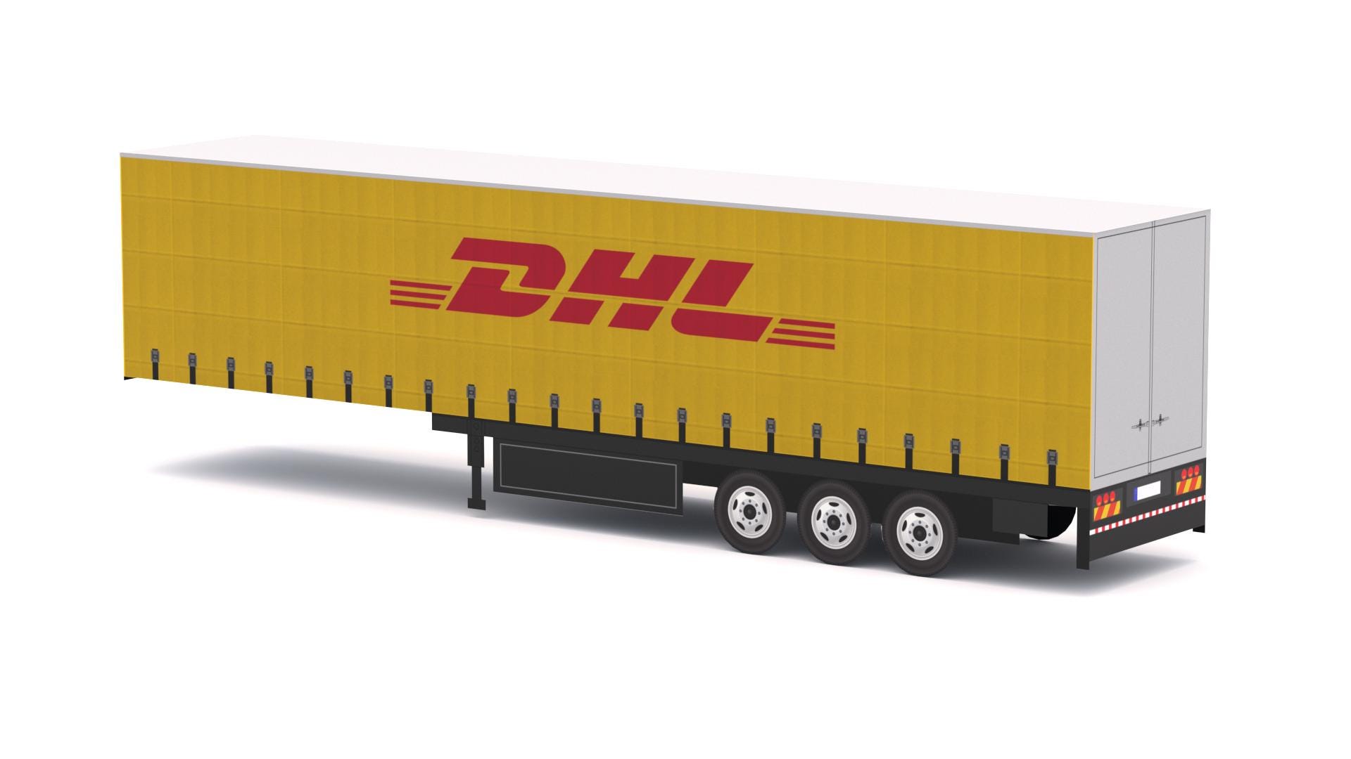 Paper Model - Semi Curtain Trailer, DHL Container, DIY Printable Paper ...