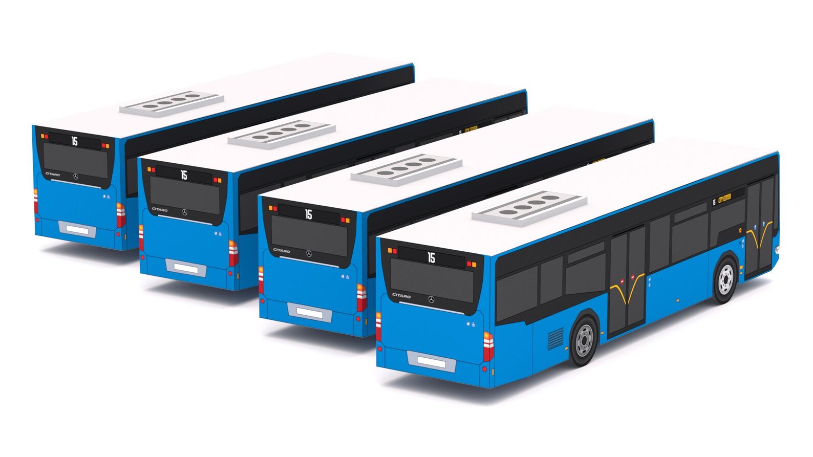 Paper Model - Mercedes Benz Citaro 2 Doors Blue, City Bus, DIY ...