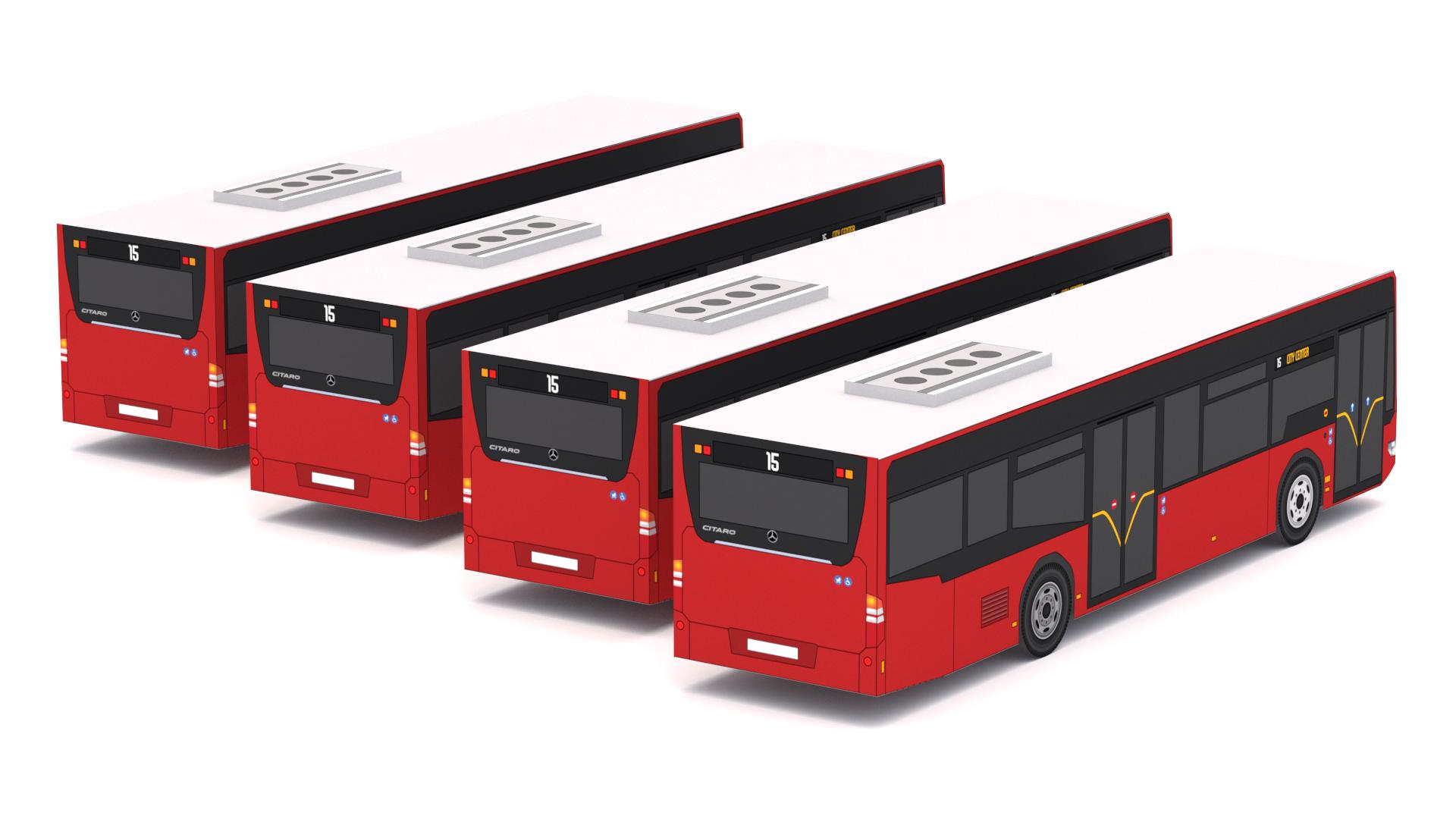 Paper Model - Mercedes Benz Citaro 2 Doors Red, City Bus, DIY Printable ...