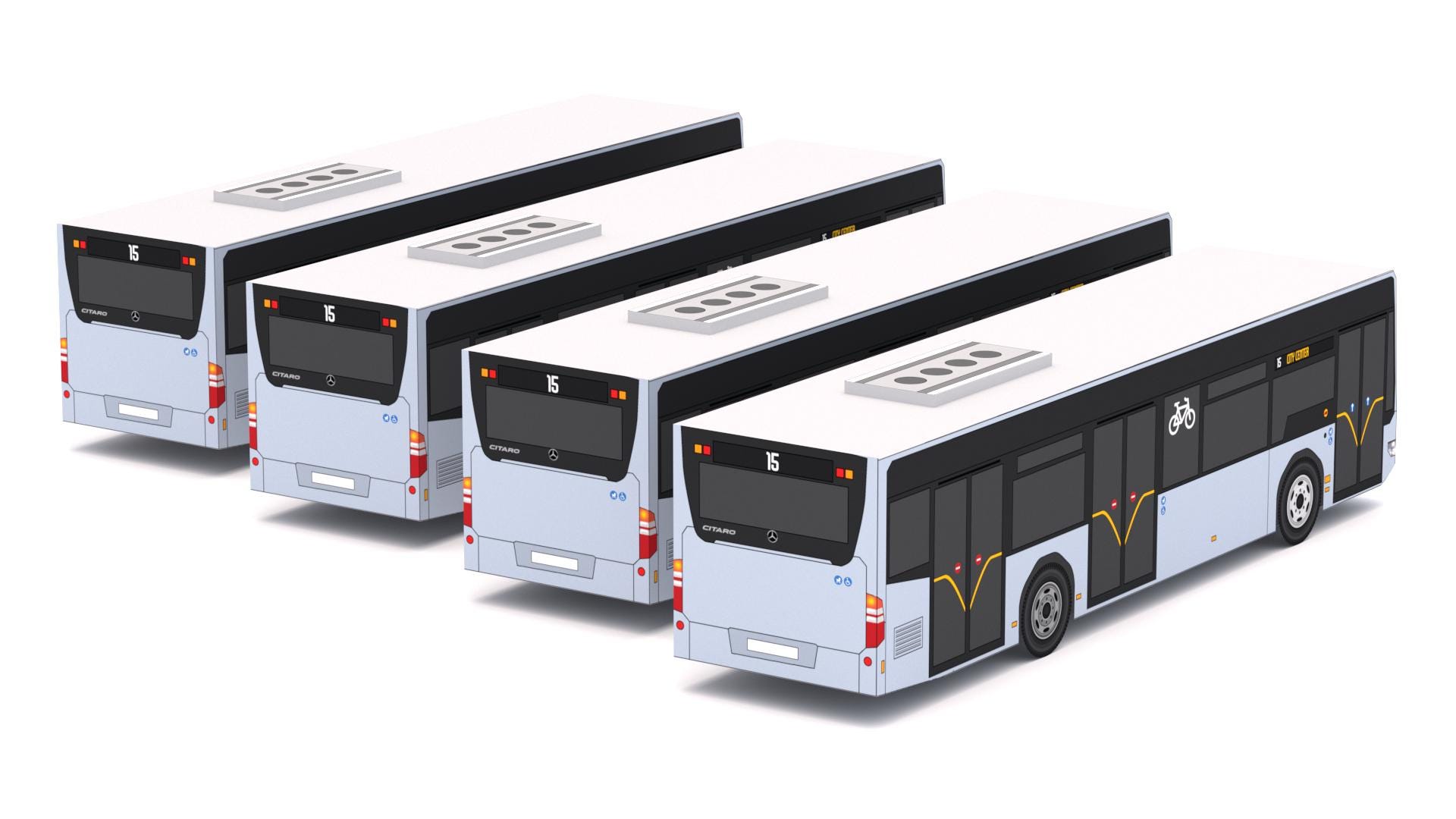 Paper Model - Mercedes Benz Citaro 3 Doors White, City Bus, DIY ...
