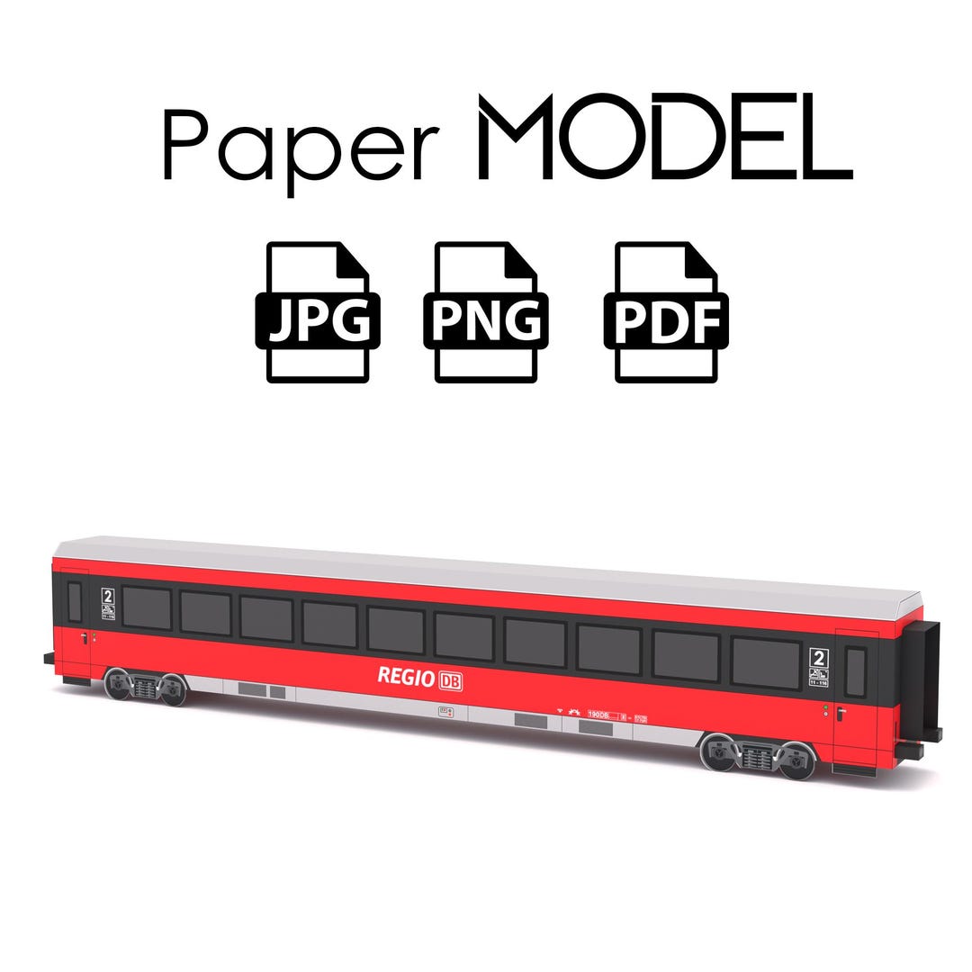 Paper Model - Passenger Train Wagon, Deutsche Bahn, DIY Printable Paper ...