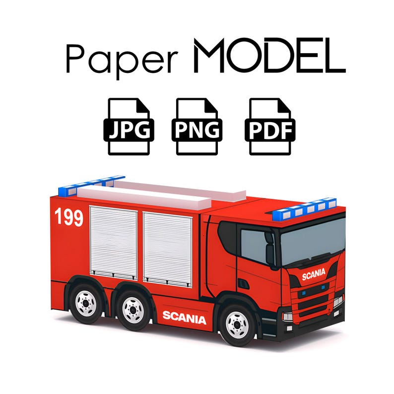 Paper Model - Scania Fire Truck, DIY Printable Paper Model - Etsy