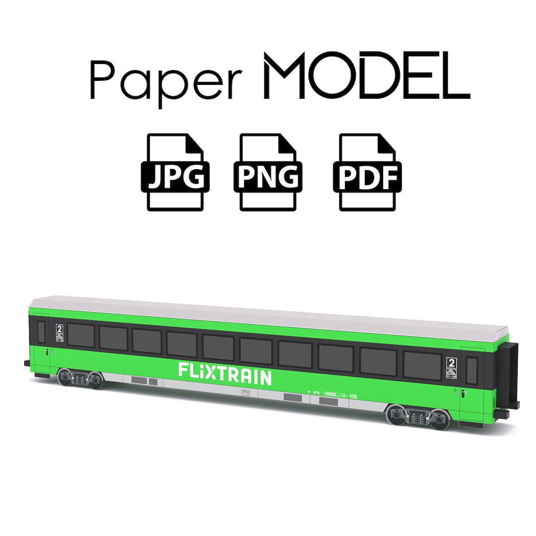 Paper Model - Passenger Train Wagon, Flixtrain, DIY Printable Paper ...