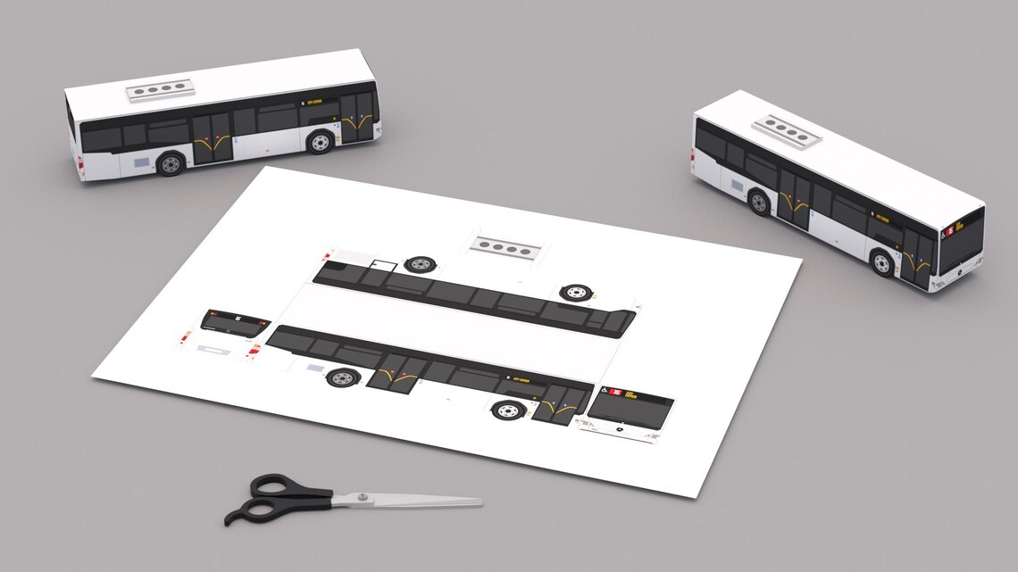Paper Model - Mercedes Benz Citaro 2 Doors White, City Bus, DIY ...
