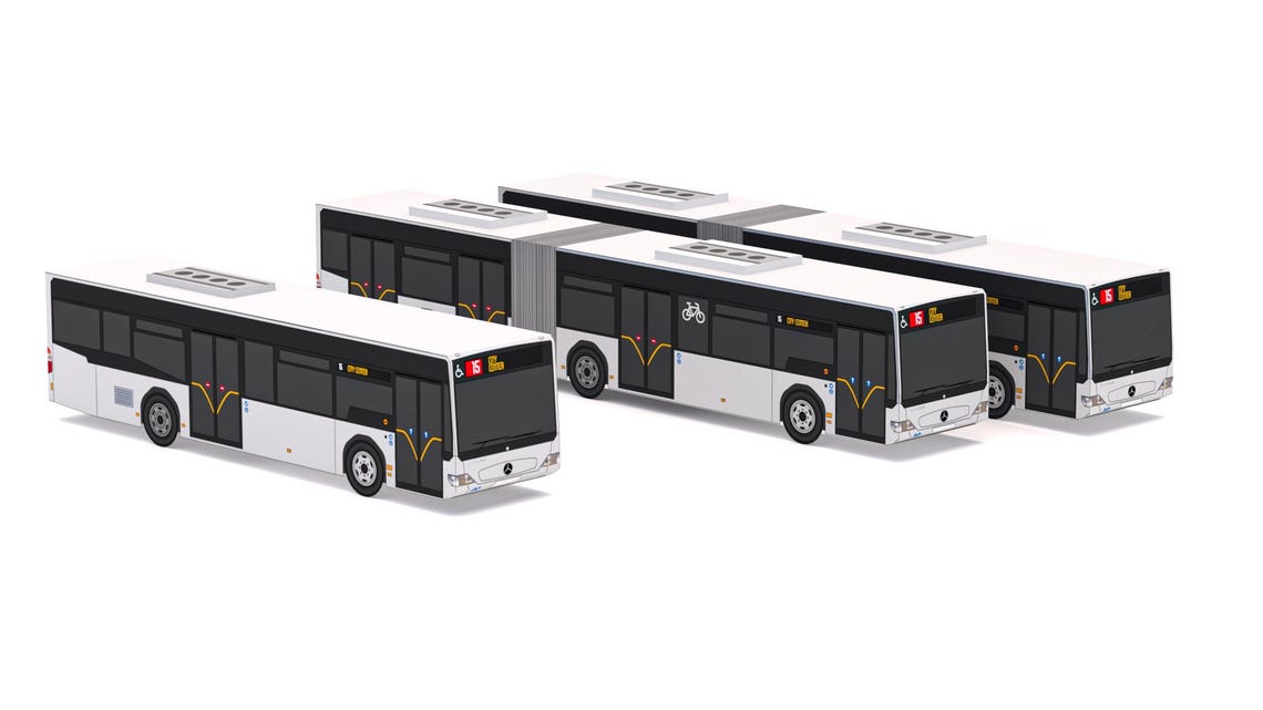 Paper Model - Mercedes Benz Citaro 4 and 2 Doors White, City Bus, DIY ...