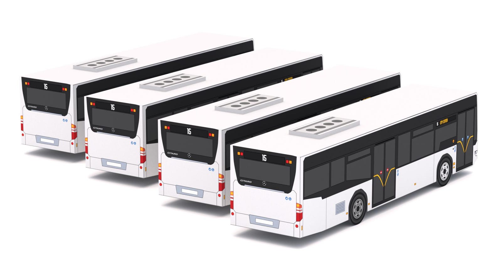 Paper Model - Mercedes Benz Citaro 2 Doors White, City Bus, DIY ...